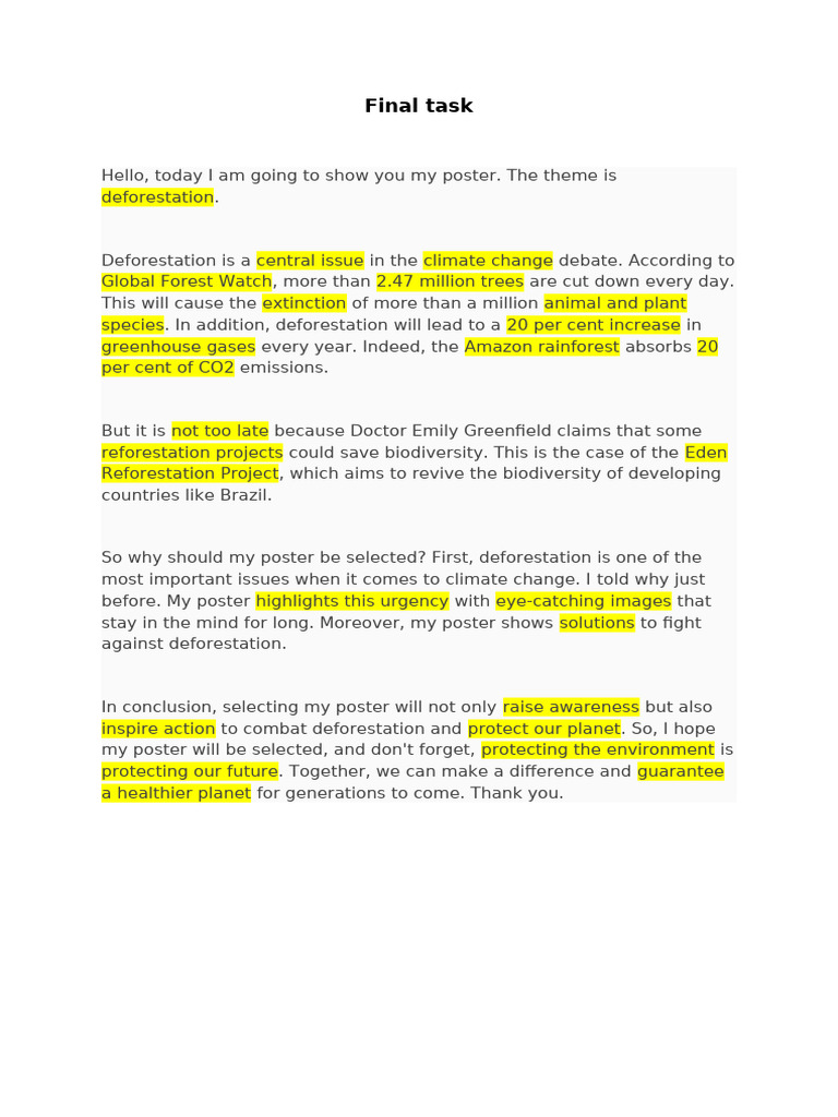Final Task Anglais Ecologie Script | PDF