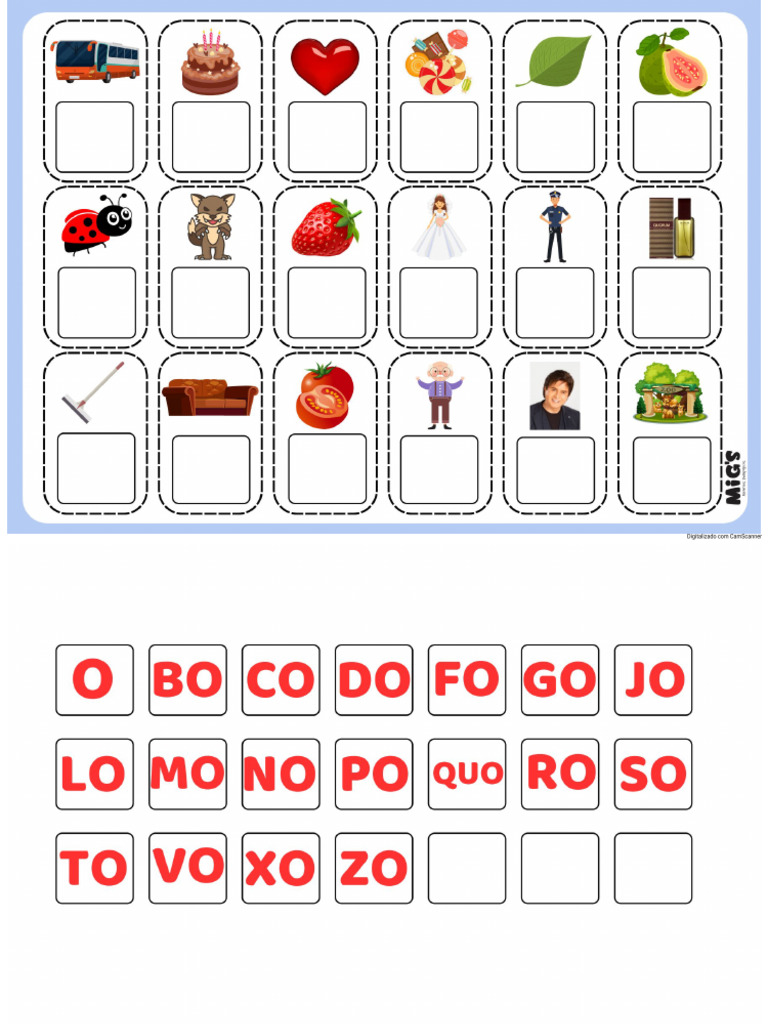 Prancha Silaba Abacada Vogal o | PDF