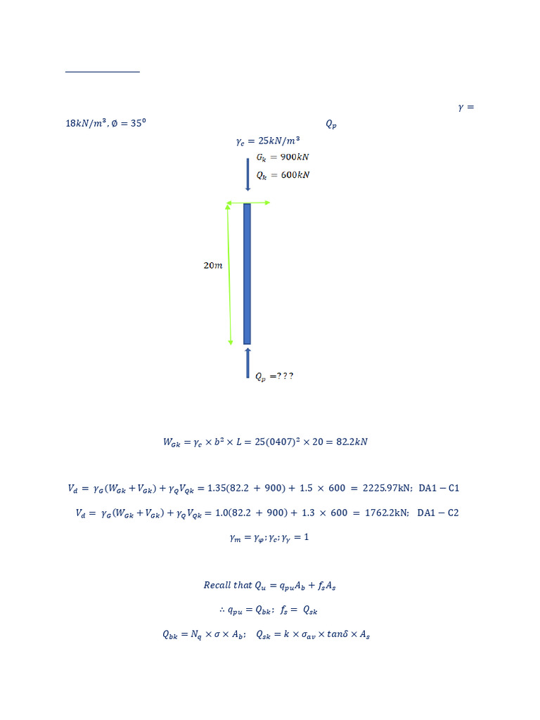 Pile Foundation Design Calculation Example | PDF