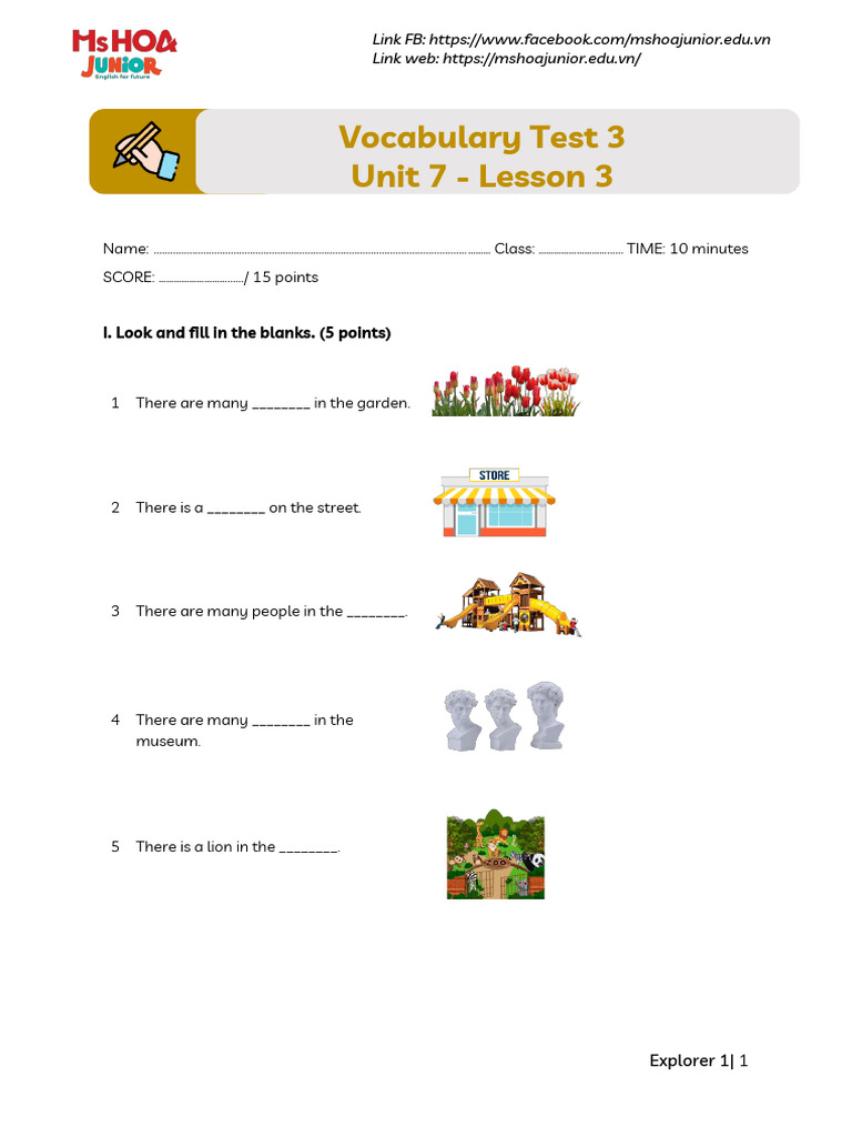 Unit 7 Lesson 3 Vocabulary Test | PDF