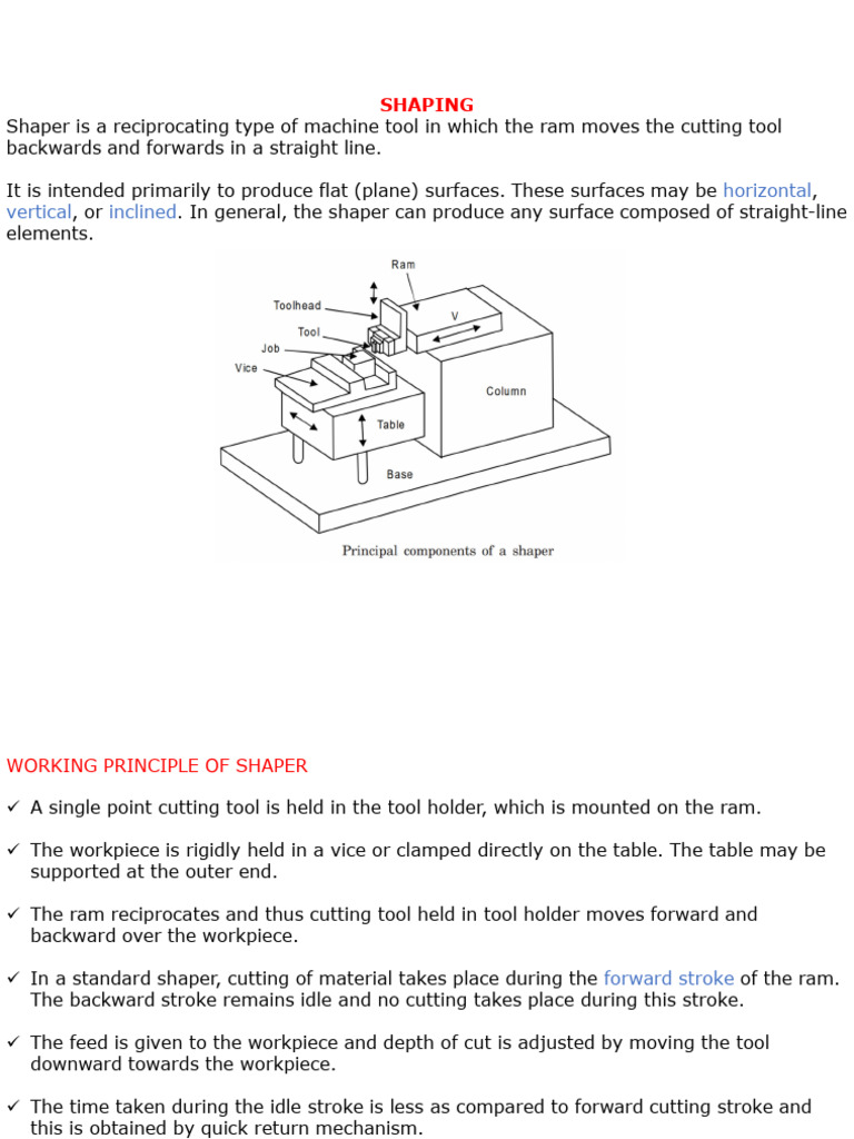 Lect - 02 - Shaping Operation - 15.05.2023 | PDF | Mechanical ...