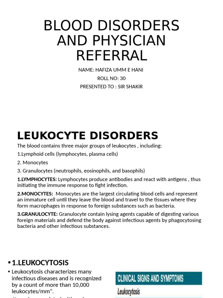 Blood Disorders (Hafiza Umm e Hani) | PDF | White Blood Cell | Coagulation
