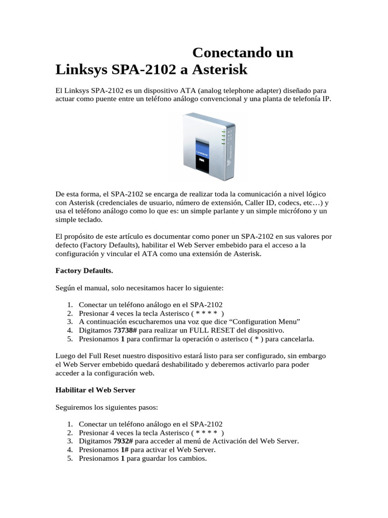 Conectando Un Linksys SPA | PDF