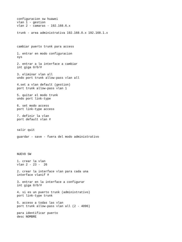 Configuracion SW Huawei | PDF