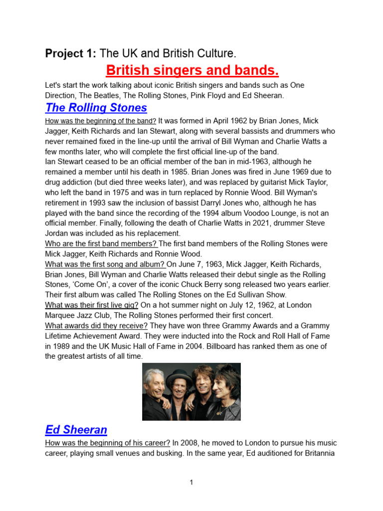 Iconic British Bands and Their Origins | PDF | The Beatles | One Direction