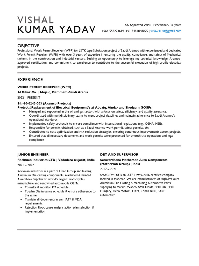 Vishal WPR Original | PDF | Safety | Regulatory Compliance