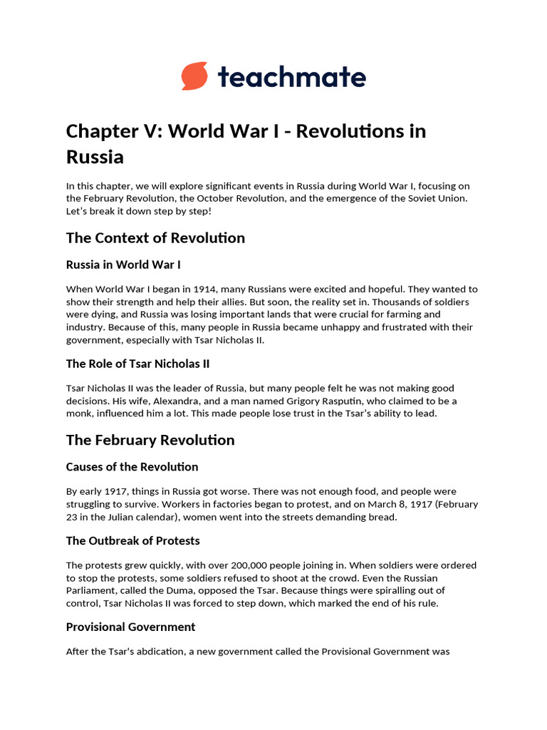 TMAI - Revolutions_in_Russia_During_World_War_I | PDF | Bolsheviks ...