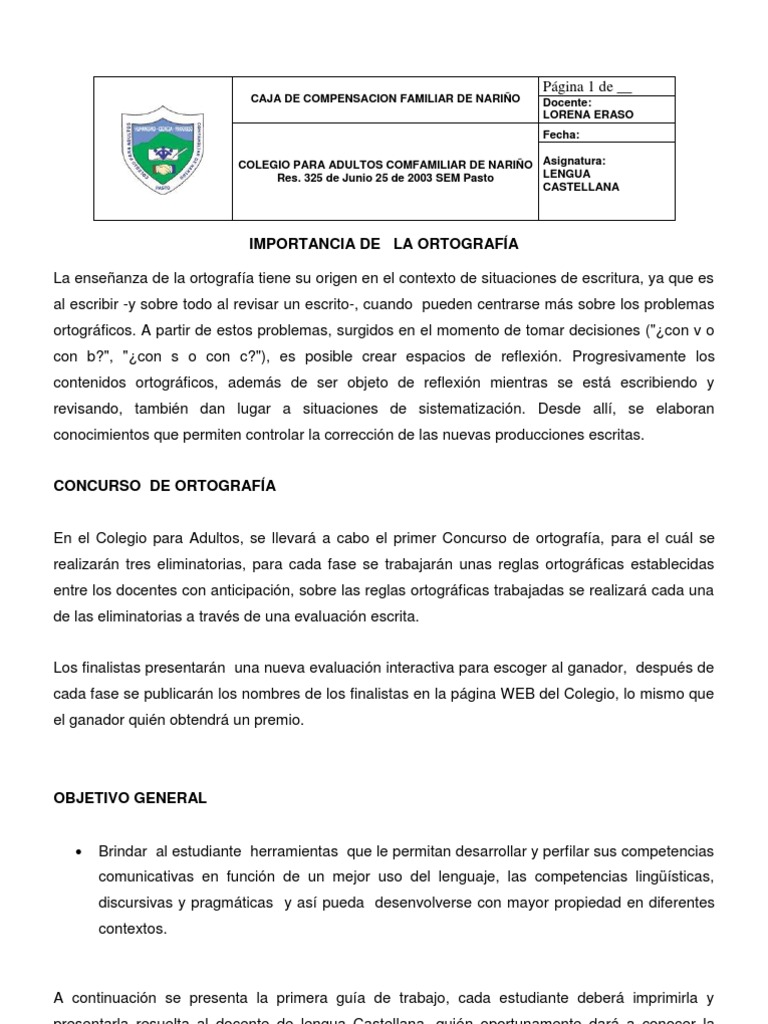 Uso de La B, Concurso de Ortografia | PDF | Ortografía | Escritura