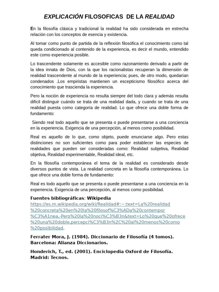 Filosofía de la Realidad Explicada | PDF