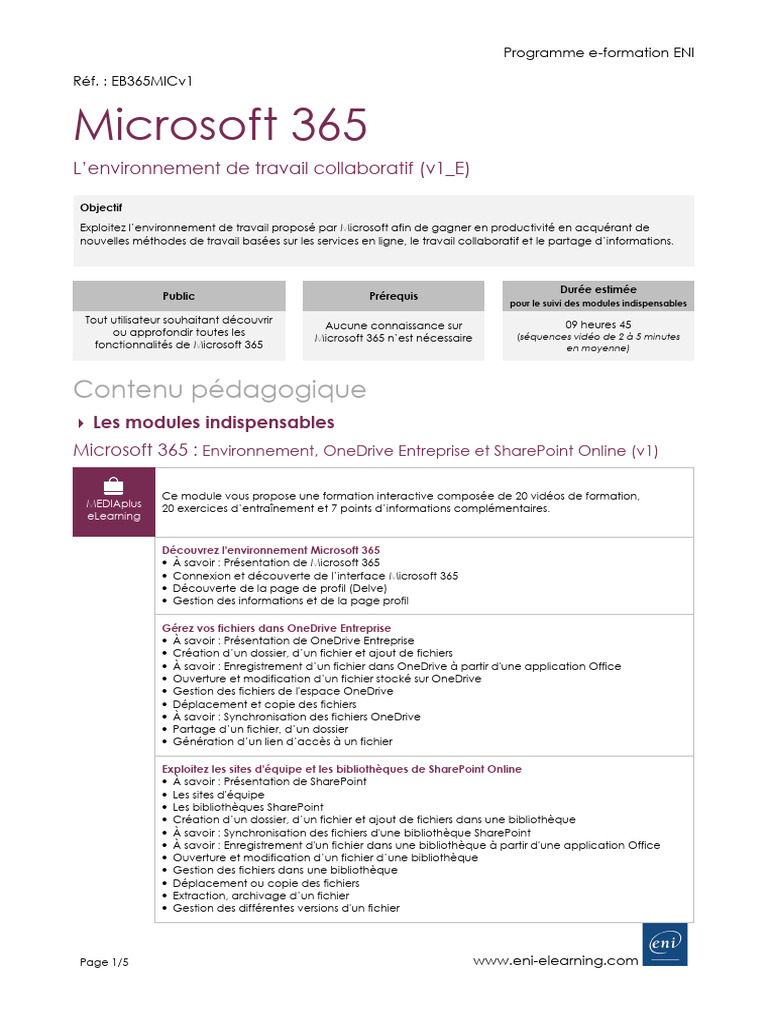 Formation Microsoft 365 : Travail Collaboratif | PDF | Fichier ...