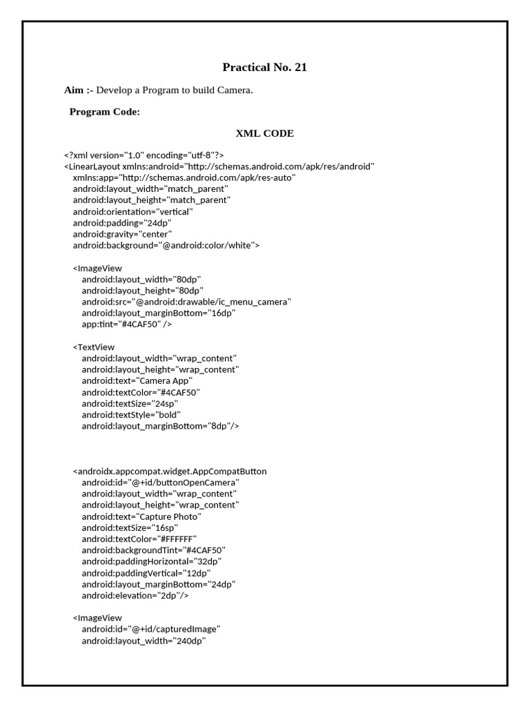 Camera App Development Program | PDF | Android (Operating System) | Computing