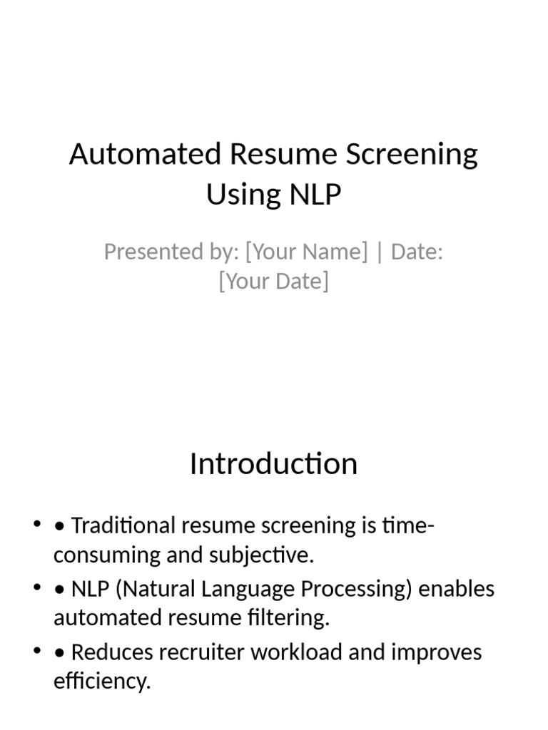 Automated Resume Screening NLP | PDF