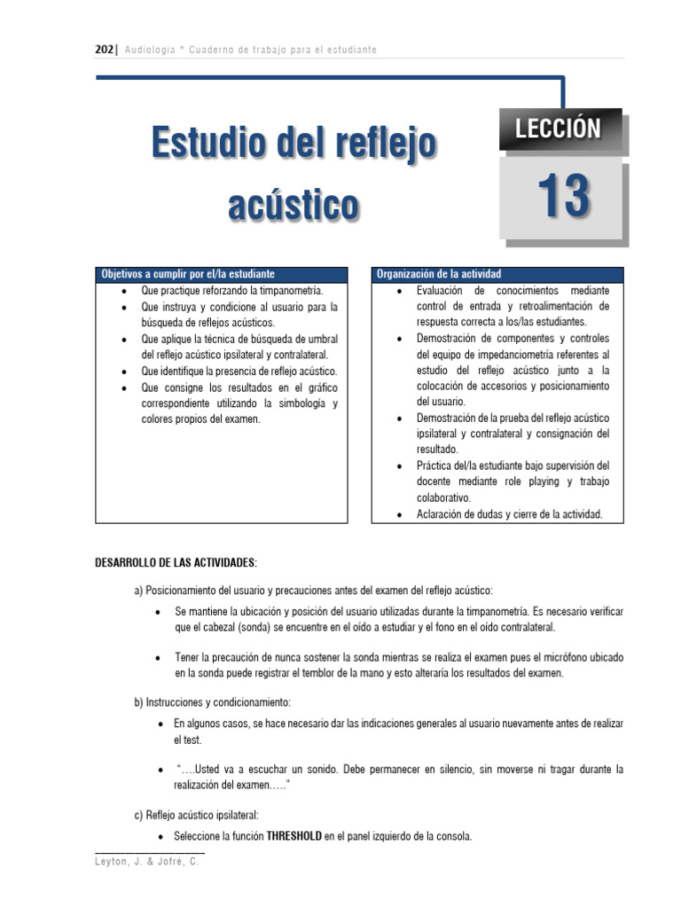 18 UD2 Lección 13. Estudio Del Reflejo Acústico. Audiología. Cuaderno ...