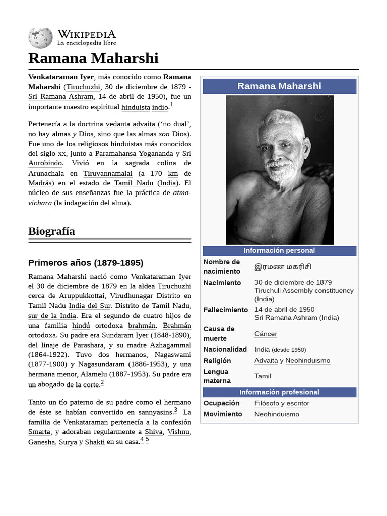 Ramana Maharshi | PDF | Filosofía india | Filosofía hindú