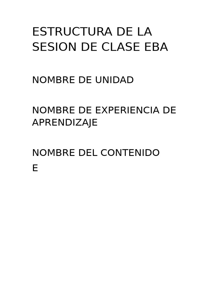 Estructura de Sesion de Clases Eba | PDF