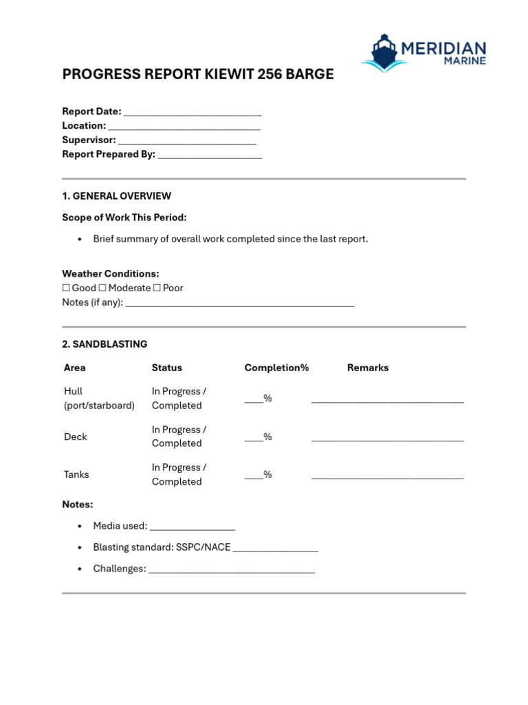 Kiewit 256 Barge Progress Report | PDF | Deck (Ship) | Ships