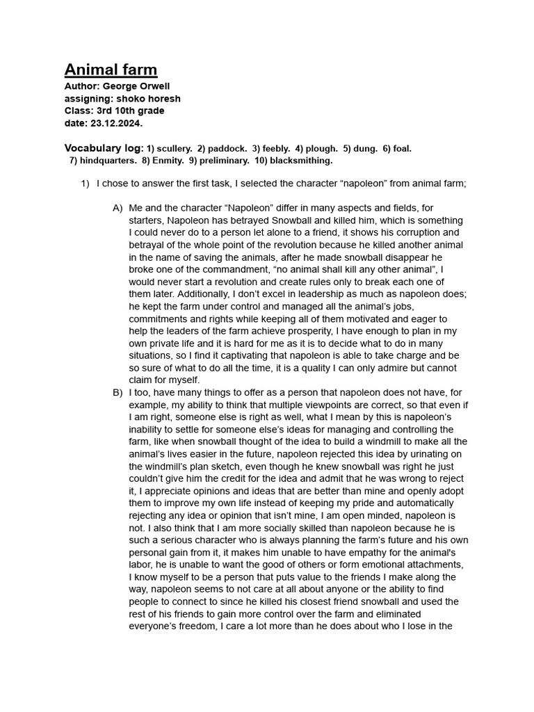 Animal Farm (Book Report) | PDF