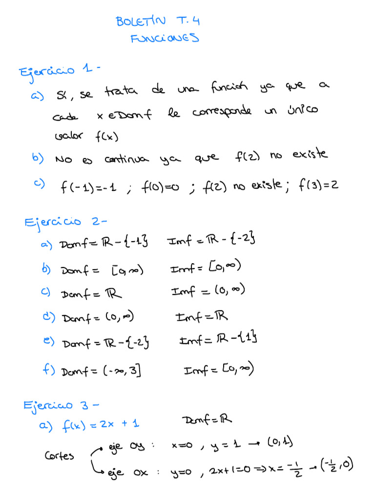 Soluciones Ejercicios T4 - FUNCIONES-1 | PDF