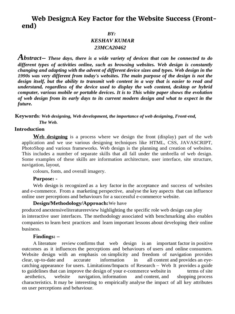 Web Design Research Paper | PDF | Web Design | Usability