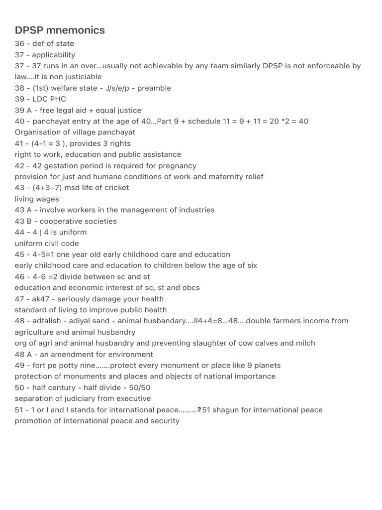 DPSP Mnemonics | PDF