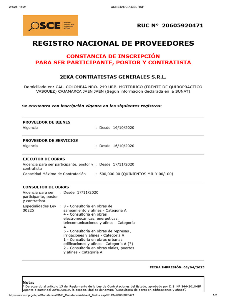Constancia Del RNP 2eka | PDF
