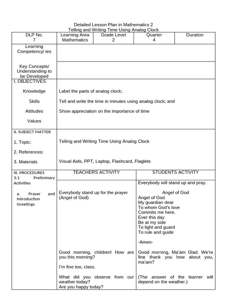 Detailed Lesson Plan in Mathematics 2 | PDF | Lesson Plan | Learning