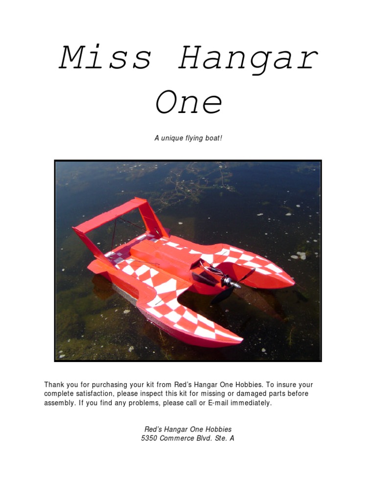 Miss Hangar One Flying Boat Kit Guide | PDF | Rudder | Deck (Ship)