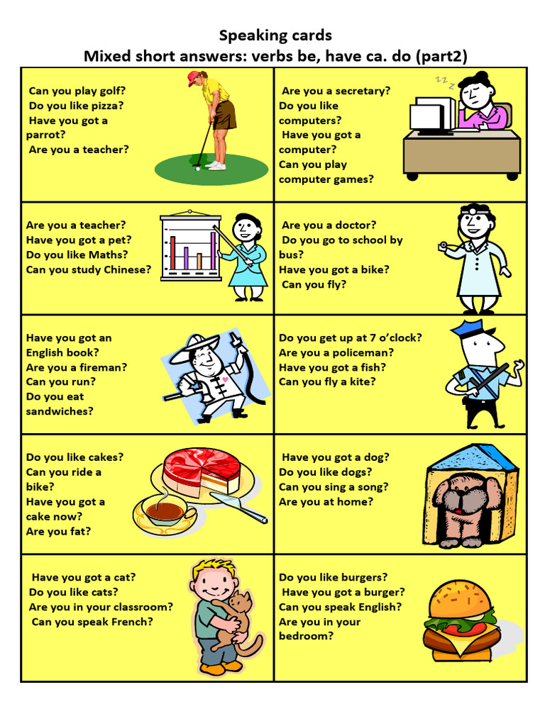 Short Answer Speaking Cards 2 | PDF