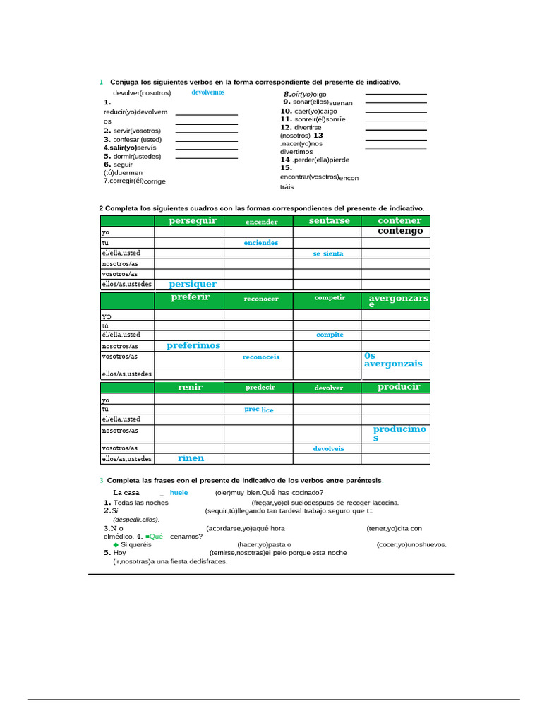 Ejercitacion Verbos 1 Corregido | PDF