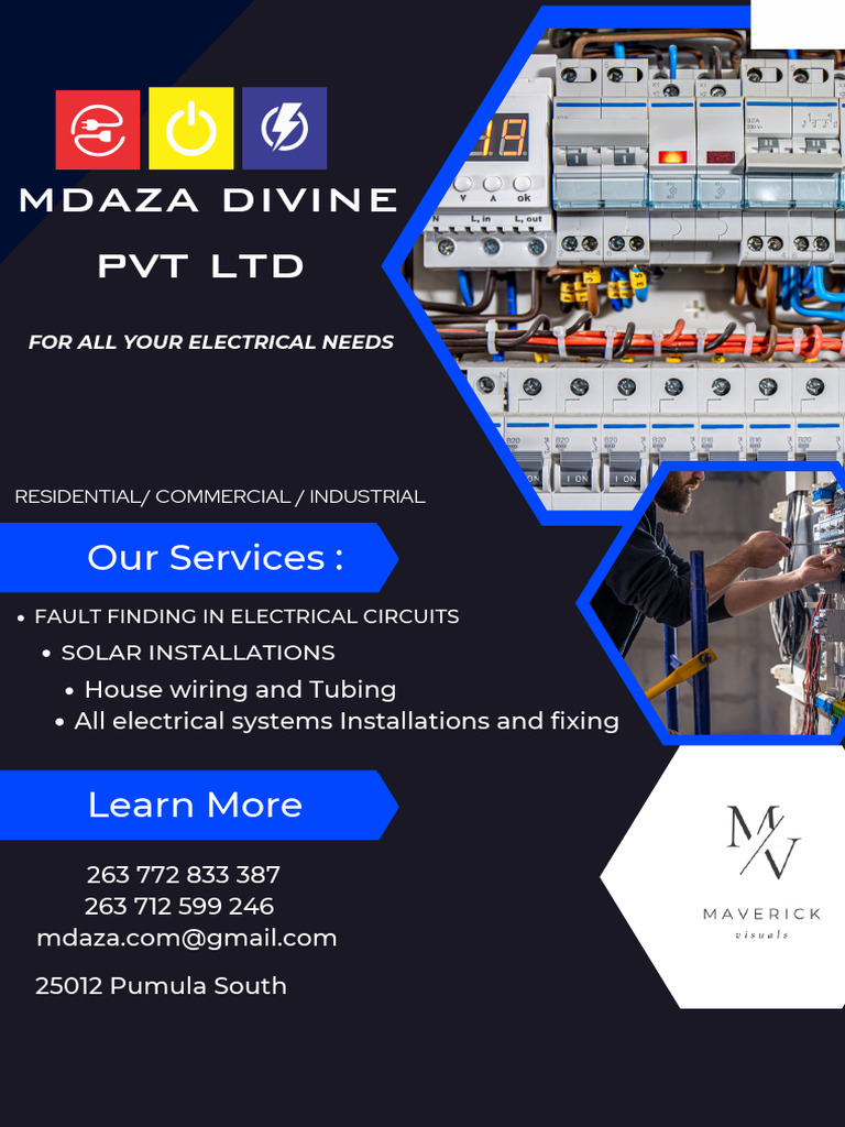 Black and Yellow Modern Electrical Services Poster | PDF