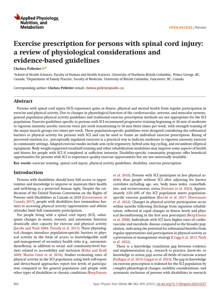 Exercise Prescription For Persons With Spinal Cord Injury | PDF | Pain ...