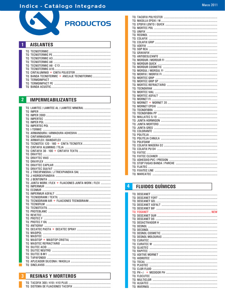 Catalogo General TQ Tecnol S.A. | PDF | Aislamiento térmico ...