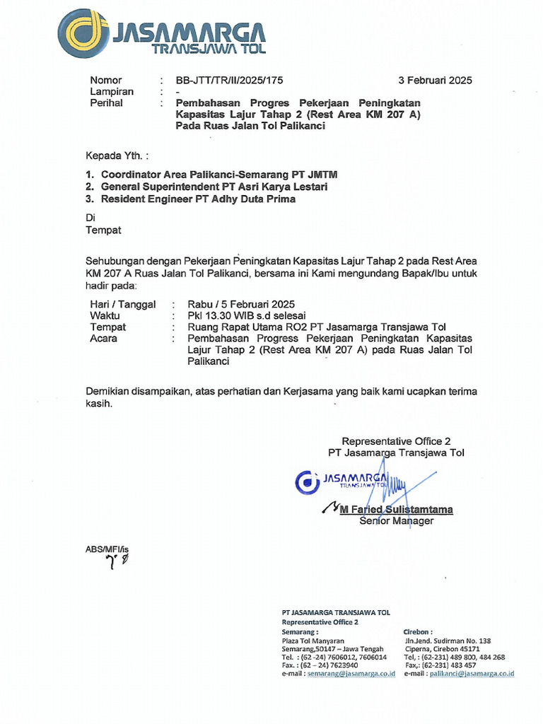 BB-JTT - tr.II.2025.175 Pembahasan Progres Pekerjaan Peningkatan Kapasitas Lajur Tahap 2 (Rest ...