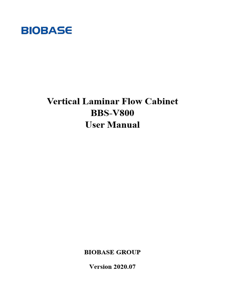 Manual Cabina de Flujo Laminar BBV-V800 | PDF | Power Supply | Electrical Engineering