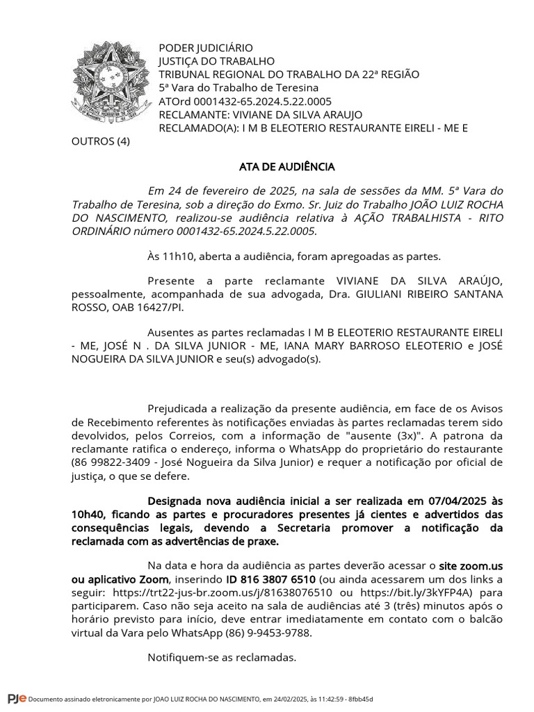 Ata da Audiência (1) | PDF