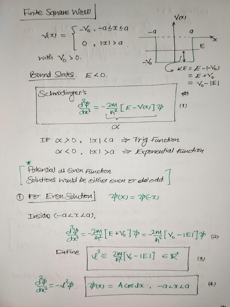 Finite Square Well | PDF