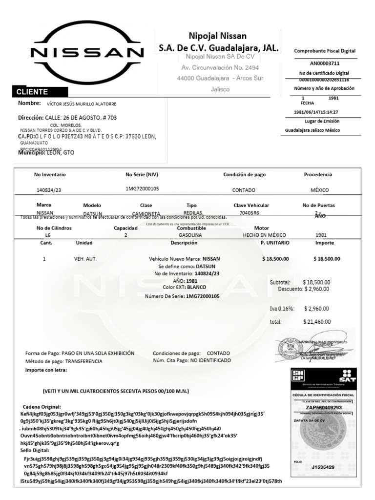 512275195-FACTURA-NISSAN-1.pdf 20250414 144226 0000 | PDF | Vehículos terrestres | Industria ...