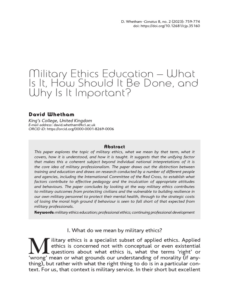 Military Ethics Education Explained | PDF | International Humanitarian Law