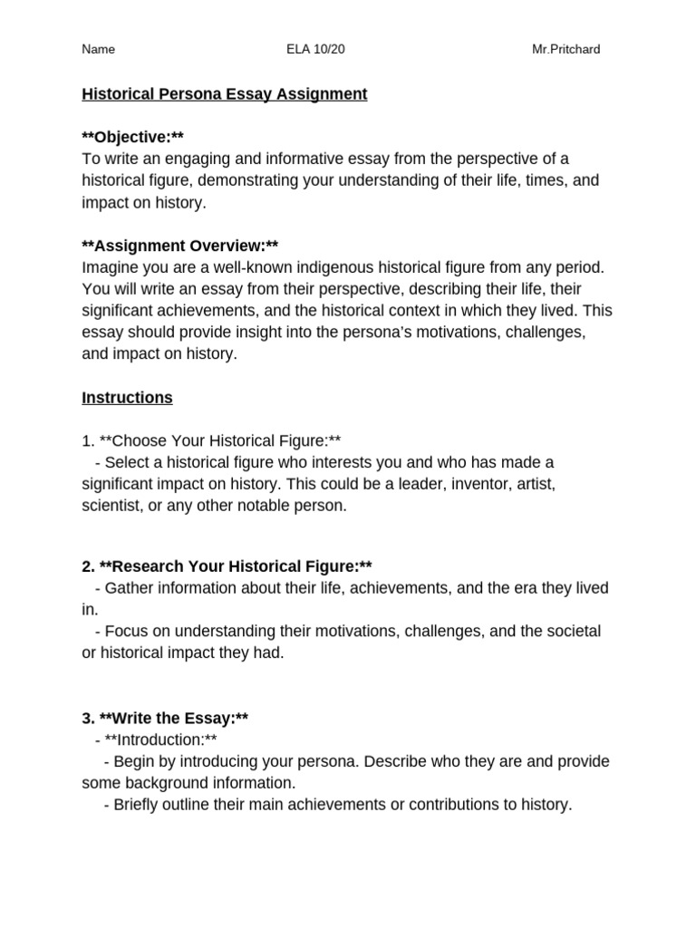 Historical Persona Essay Assignment | PDF | Cognition | Human Communication