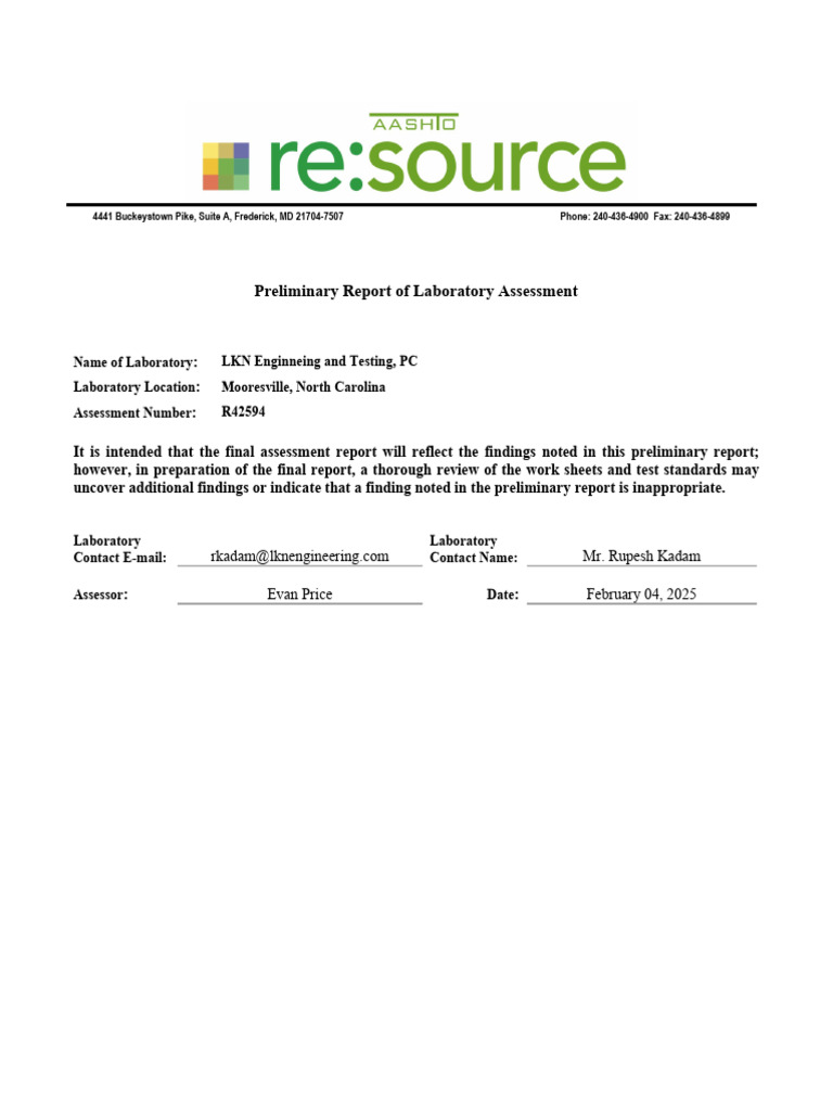 Preliminary Assessment of LKN Engineering | PDF