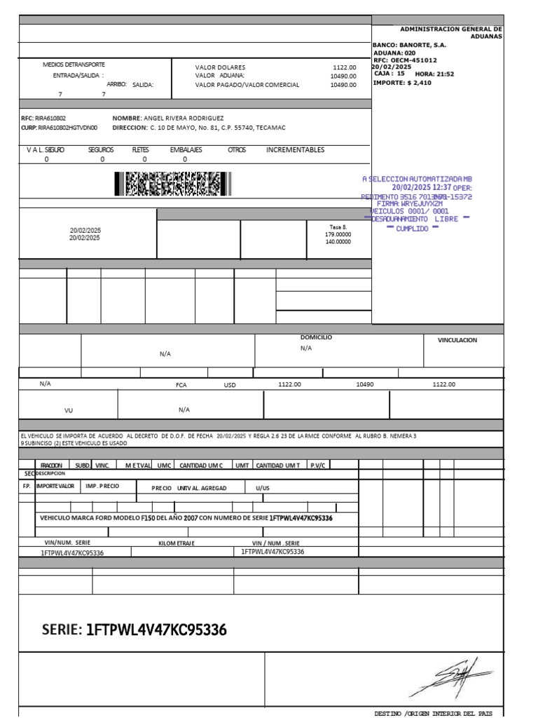 Pedimento Escort PDF | PDF | El comercio internacional