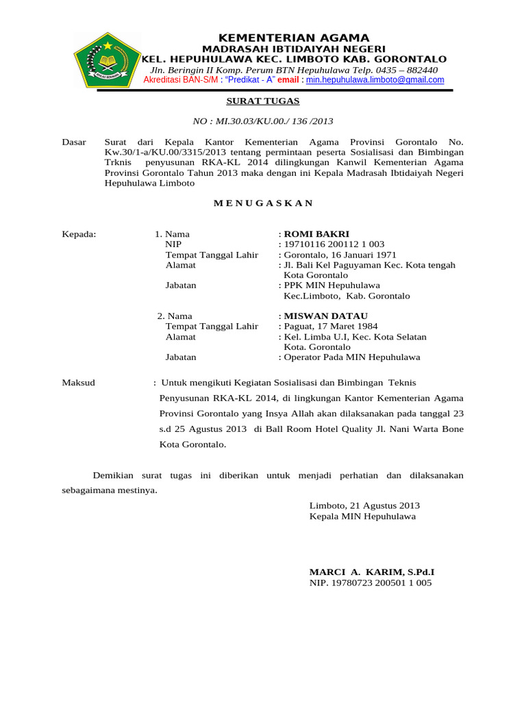 Surat Tugas Edit Romi | PDF