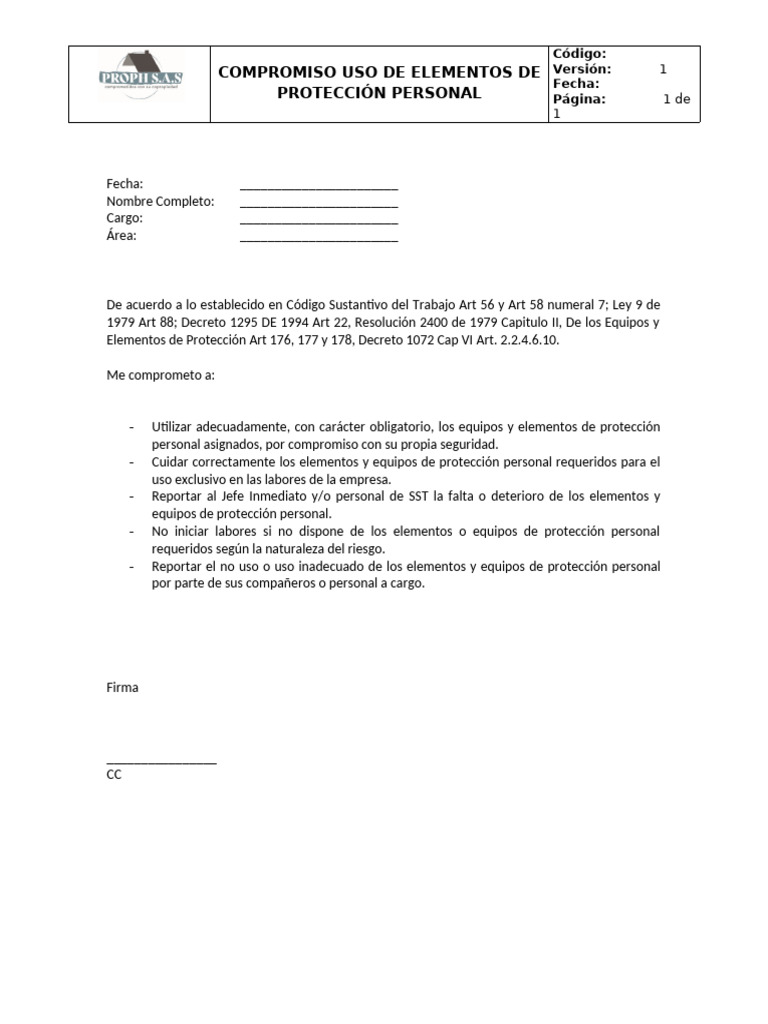 XX-XX-FR-XX Compromiso uso EPP V1 | PDF