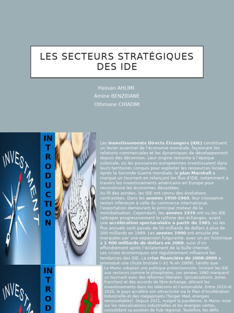 Secteurs stratégiques des IDE au Maroc | PDF | Business | Croissance ...