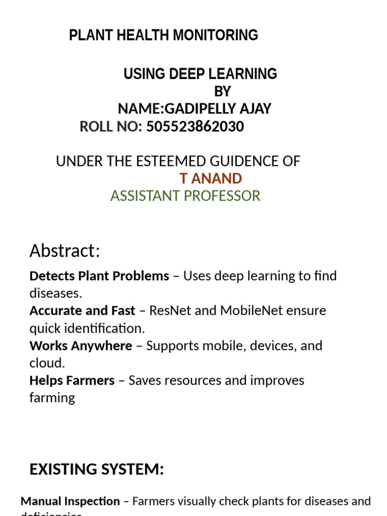 Plant Health Monitoring Using Deep Learning AJAY1 | PDF