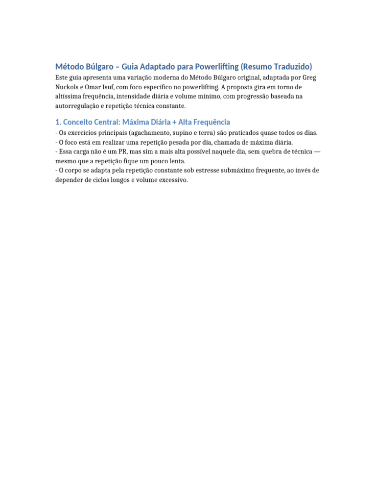 Guia do Método Búlgaro para Powerlifting | PDF