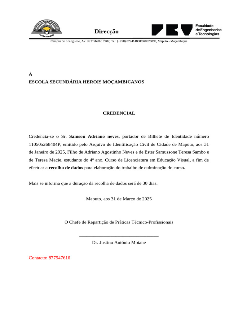 Credencial para Recolha de Rados 31.03.2025 | PDF