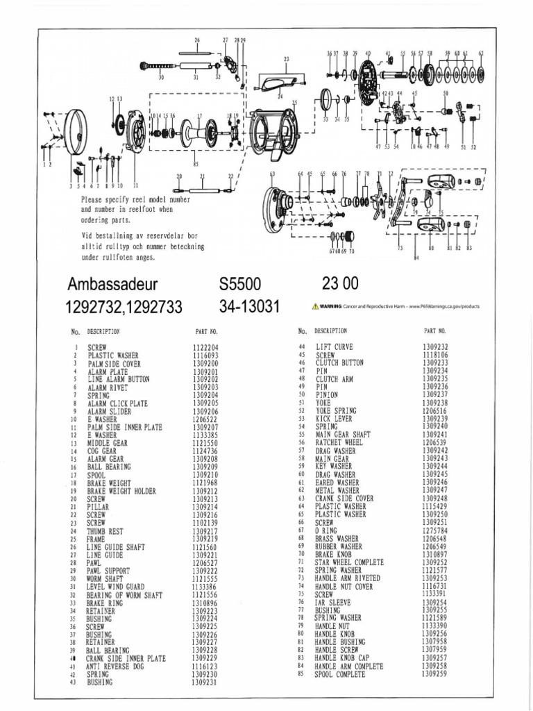 Ambassadeur S5500 Parts List | PDF | Gear | Machines