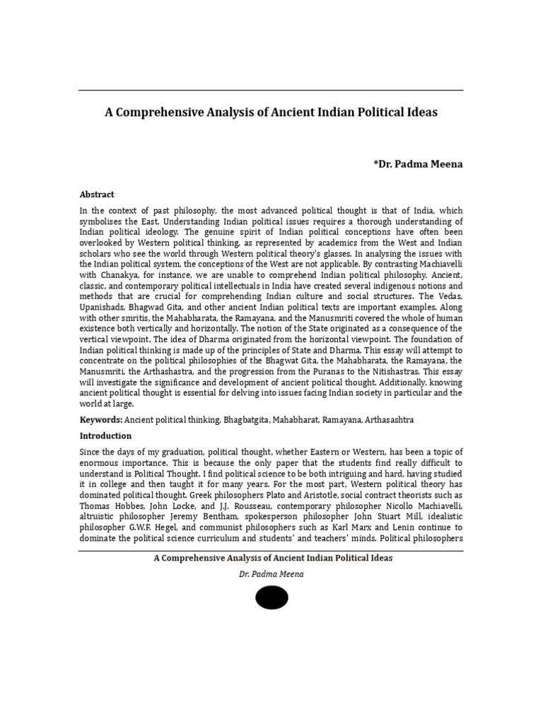 Ancient Indian Political Thought - Dr. Meena | PDF | Political Philosophy | Bhagavad Gita