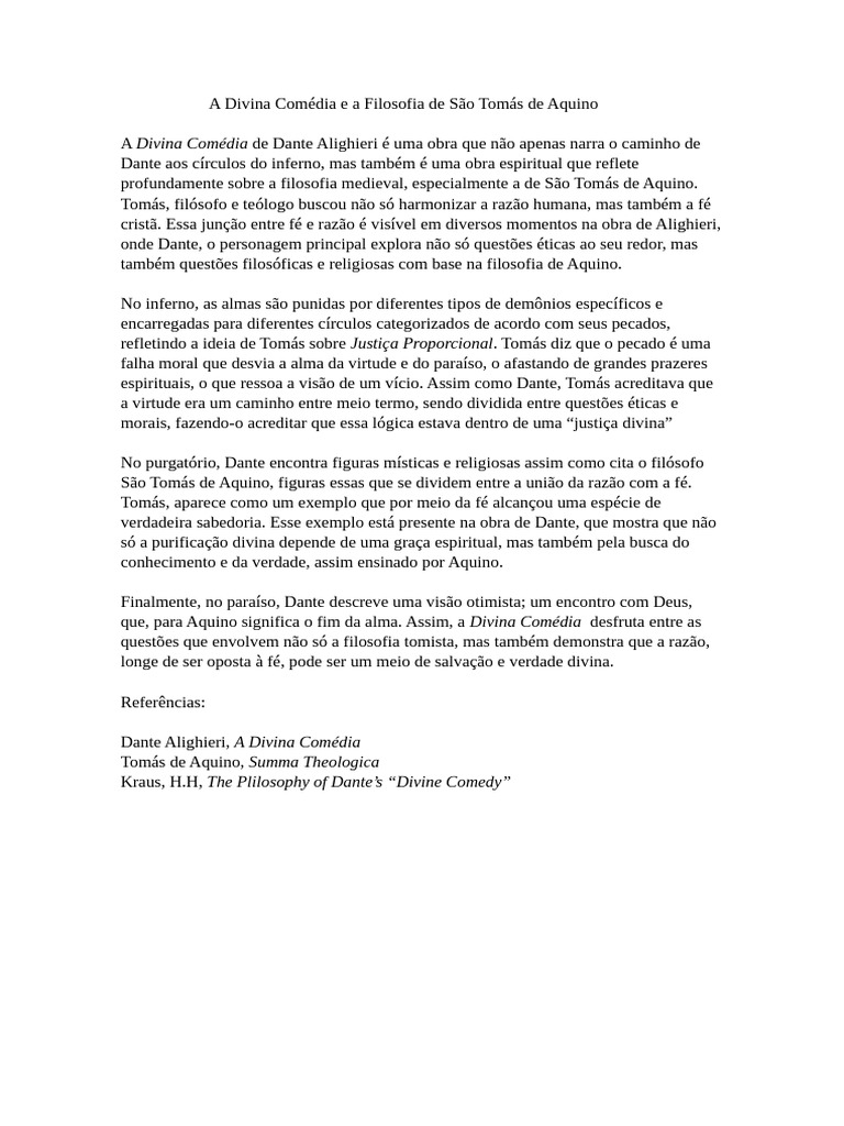 A Divina Comédia e Tomás de Aquino | PDF